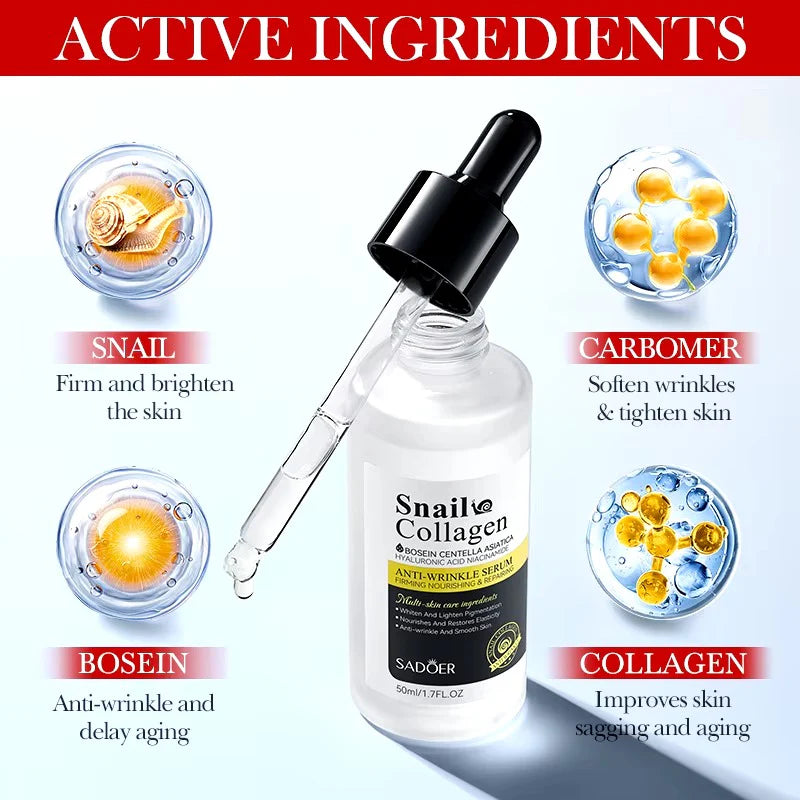 Sadoer Snail Collagen Anti Wrinkle Face Serum – Coswin.pk