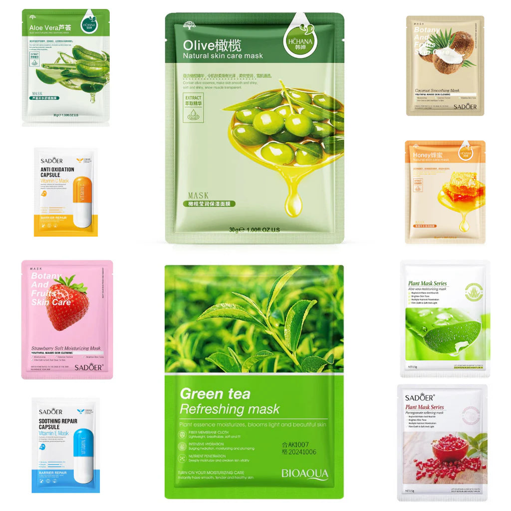 SADOER Pack of 12 Soothing Brightening Face Sheet Mask – Coswin.pk